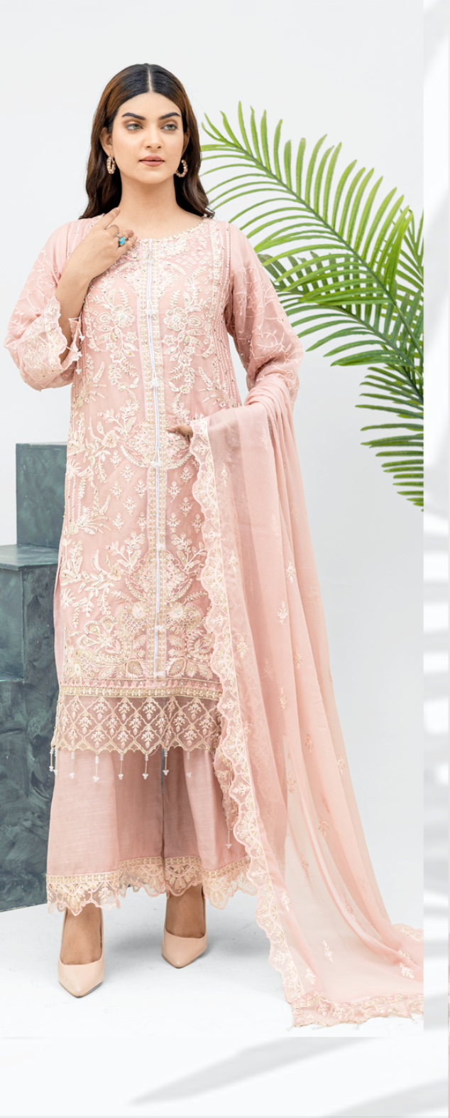 Pink 'Aliza' Chiffon Ladies Suit – Resham Collection